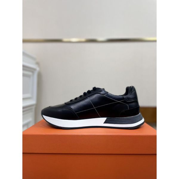 Replica Hermes Men's Drive Sneakers In Black Leather Replica Hermes Men's Drive Sneakers In Black Leather